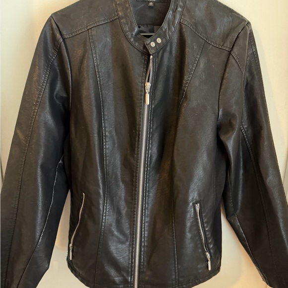 Baccini | Jackets & Coats | Baccini Dark Faux Leather Jacket With ...